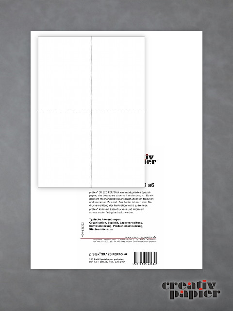 pretex® 30.120 PERFO - DIN A4 > 4 x A6 - Spezialpapier für den Digitaldruck